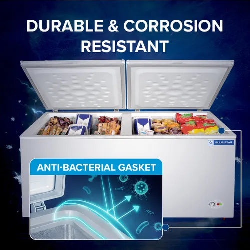 Bluestar 484 Litres Hard Top Double Door Deep Freezer | 3 Star | Conve ...
