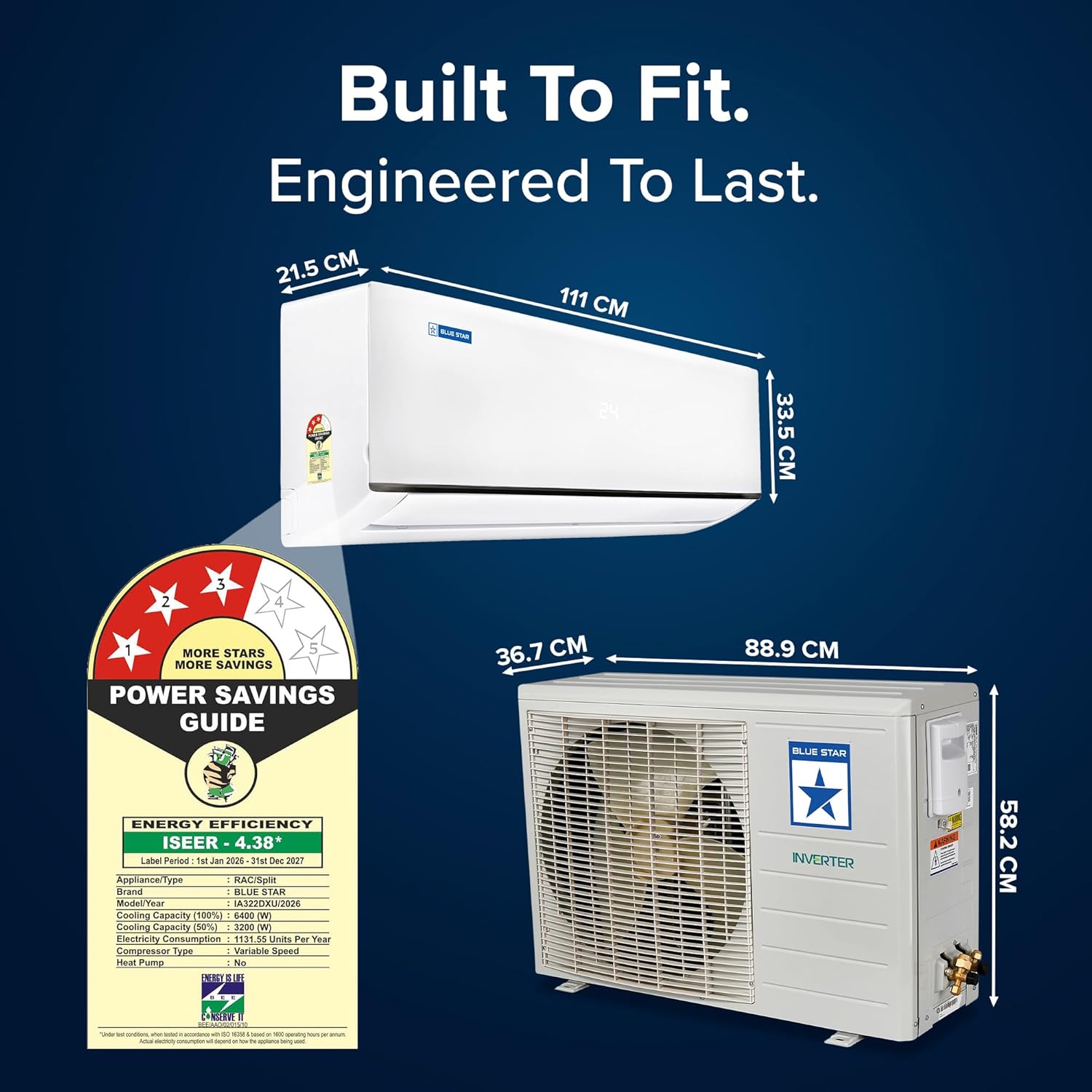 Blue Star 2 Ton 3 Star, New Star Rated, Smart Inverter Split AC (Coppe ...