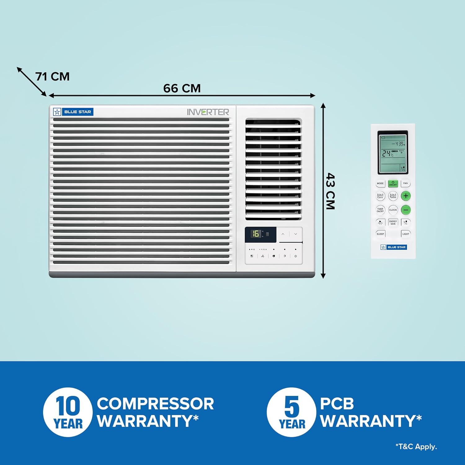 Blue Star 1.5 Ton 3 Star, Inverter Window AC (Copper, 2 Way Swing, Mul ...