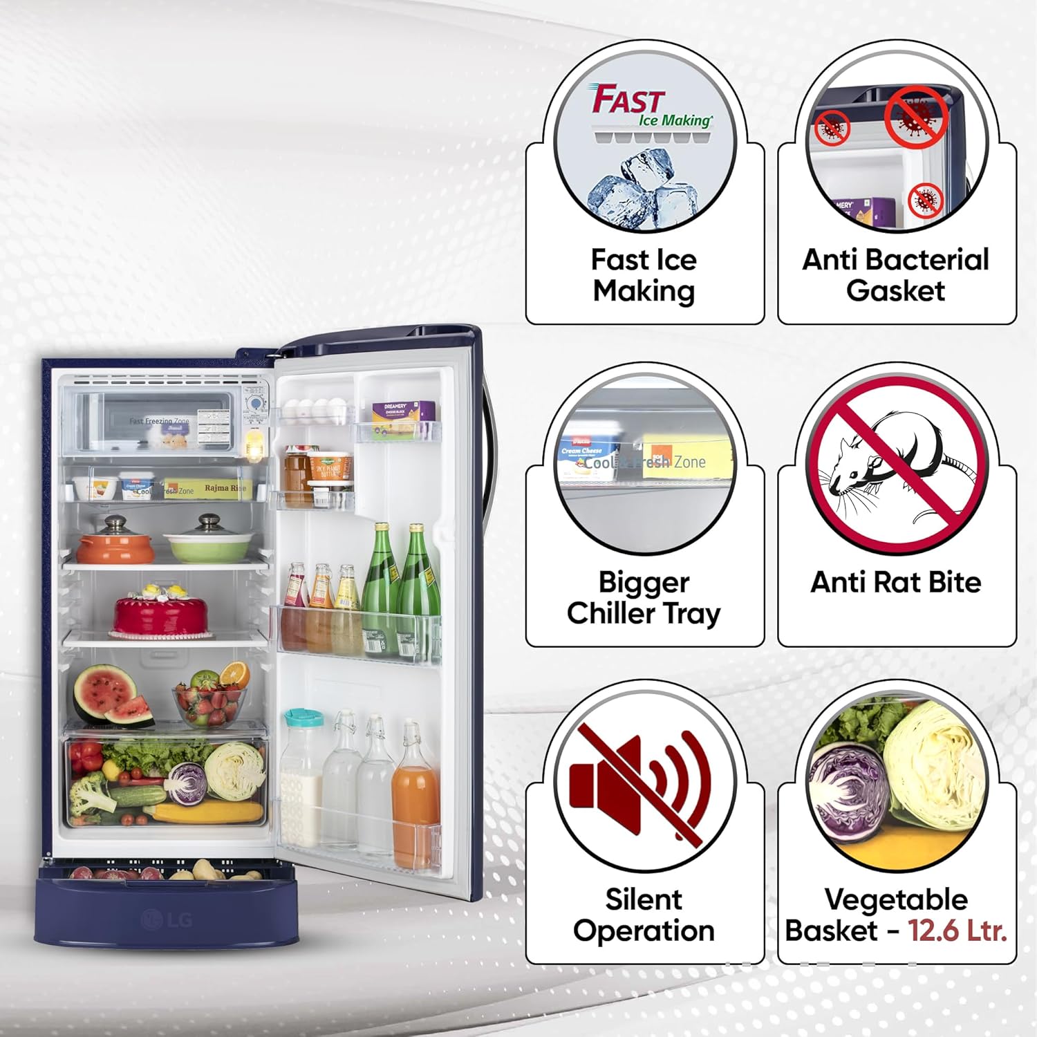 LG 185 L, 5 Star, Smart Inverter Compressor, Direct Cool Single Door ...